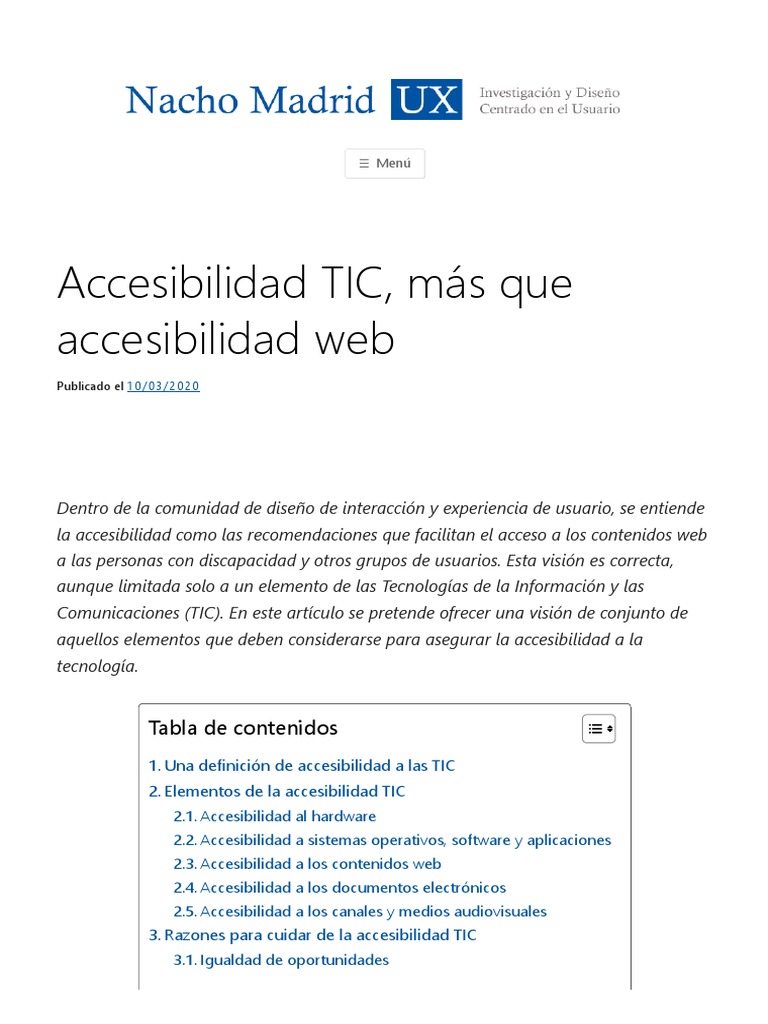 Accesibilidad TIC, más que accesibilidad web - UX Research Blog | PDF ...