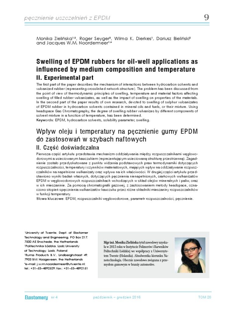 Swelling of EPDM Rubbers For Oil We | PDF