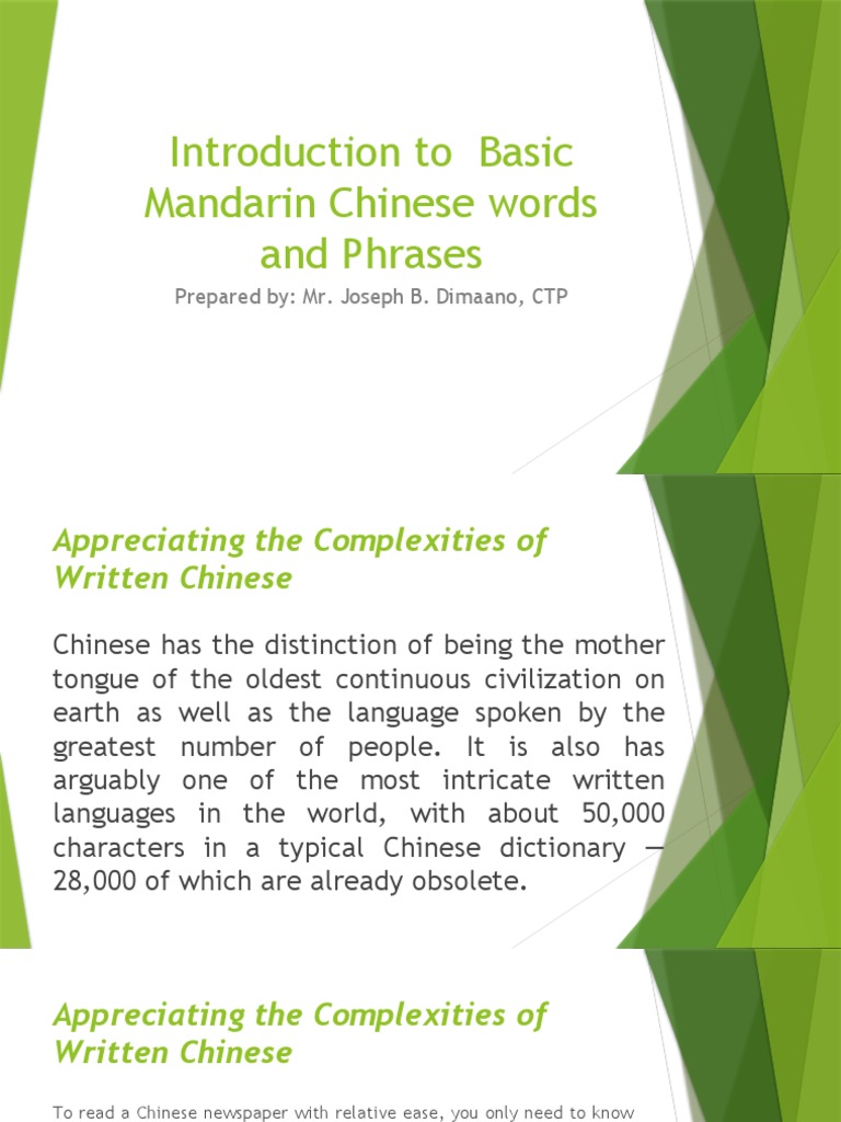 Week 4 Introduction To Basic Mandarin Chinese 1 | PDF | Standard ...