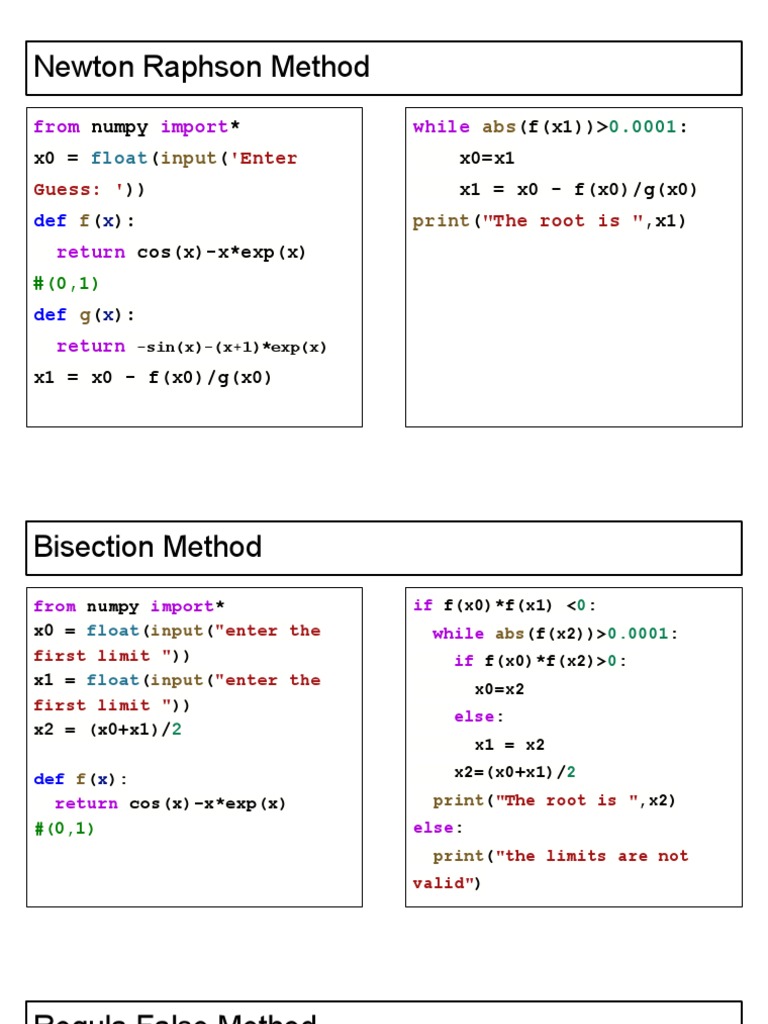 Root Finding Methods | PDF Root Finding Methods | PDF