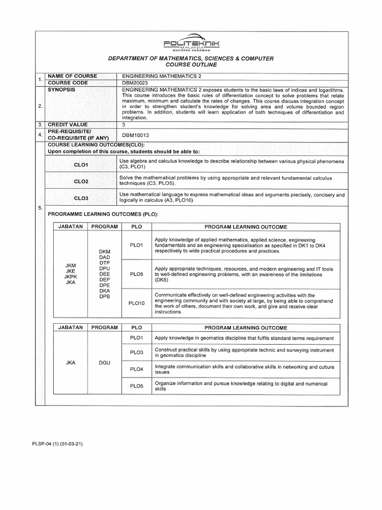 Course Outline Dbm20023 Sesi Ii 20222023 1 Pdf 