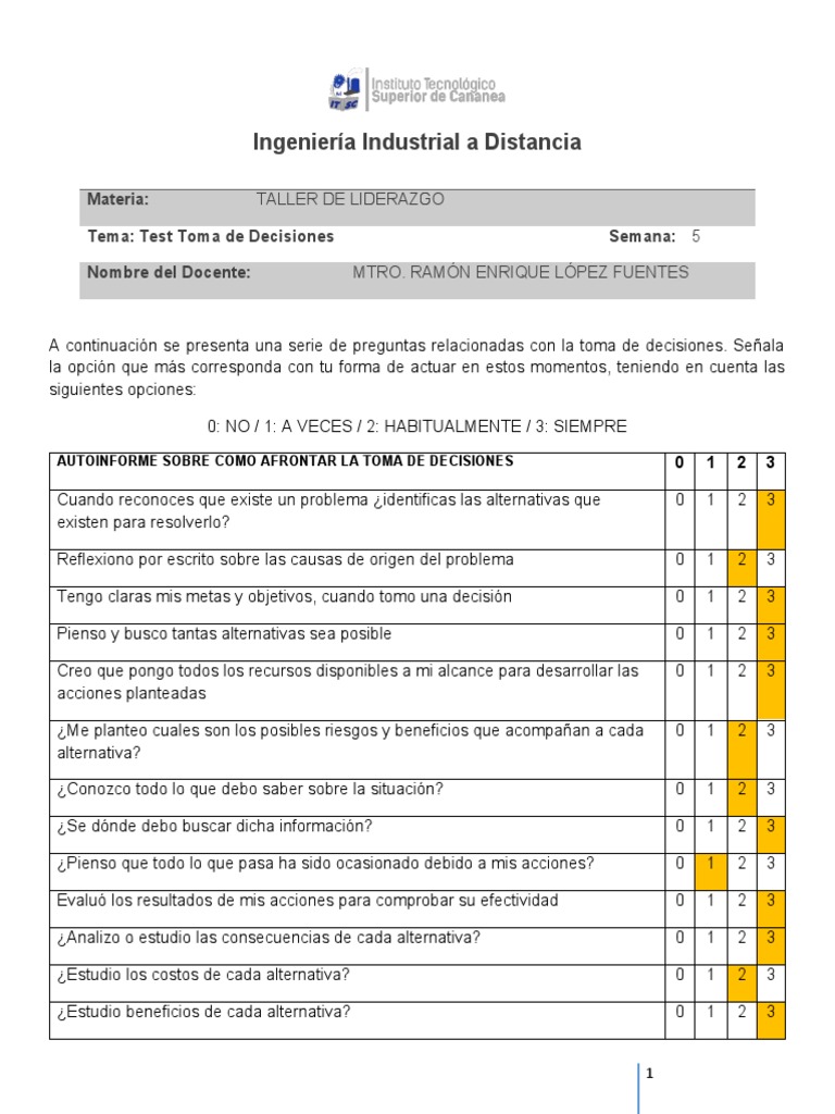 Test Toma de Decisiones | PDF