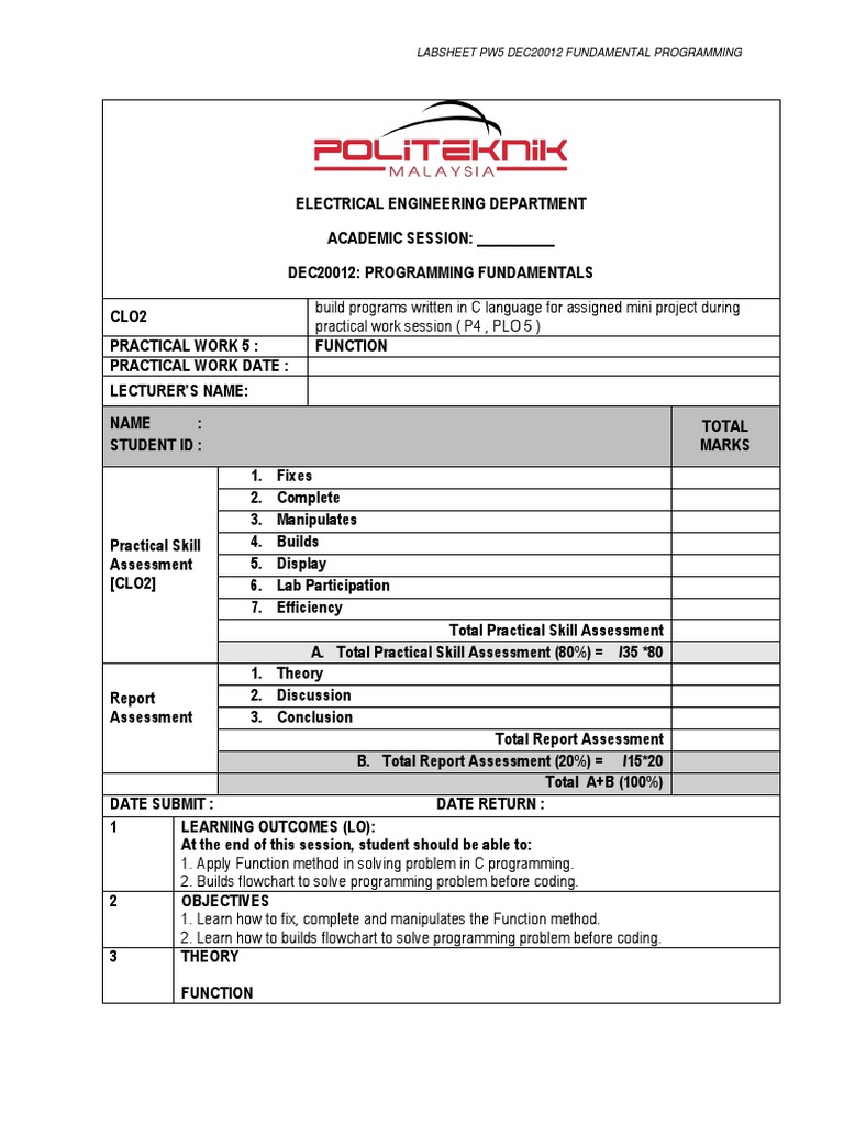 Practical Work 5 Labsheet | PDF