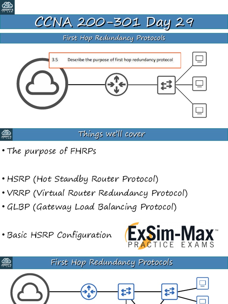 1.1 Day 29 - First Hop Redundancy Protocols | PDF | Networking Standards | Computer Science
