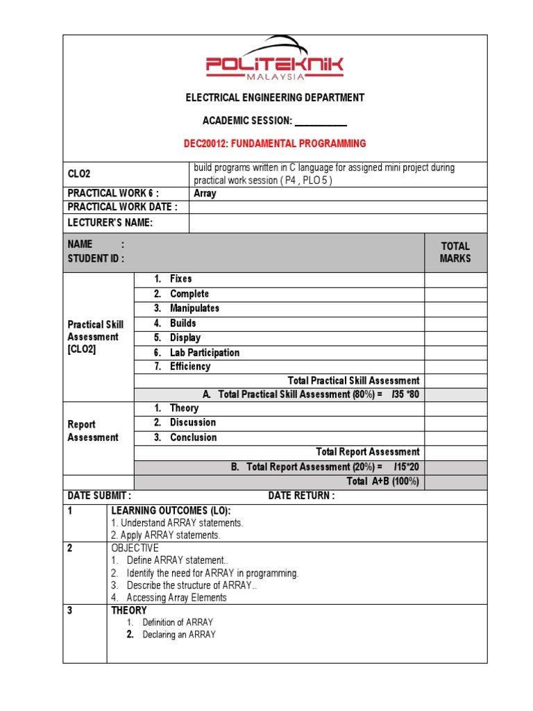 Practical Work 6 Labsheet | PDF