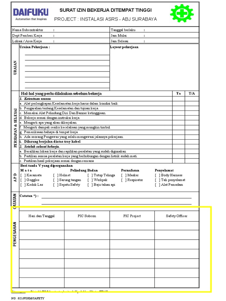Izin Kerja Ketinggian | PDF