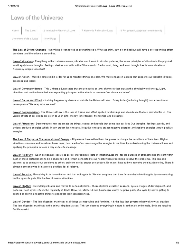 12 Immutable Laws of the Universe | PDF | Gender | Gender Studies