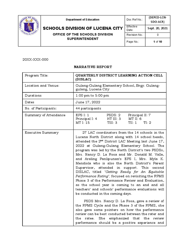 ACR 2nd DISTRICT LAC Session North District | PDF