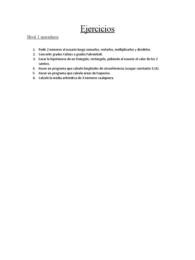 Nivel 1 Ejercicios | PDF