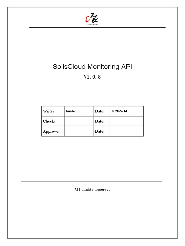 SolisCloud API 1.0.8 | PDF | Hypertext Transfer Protocol | Json