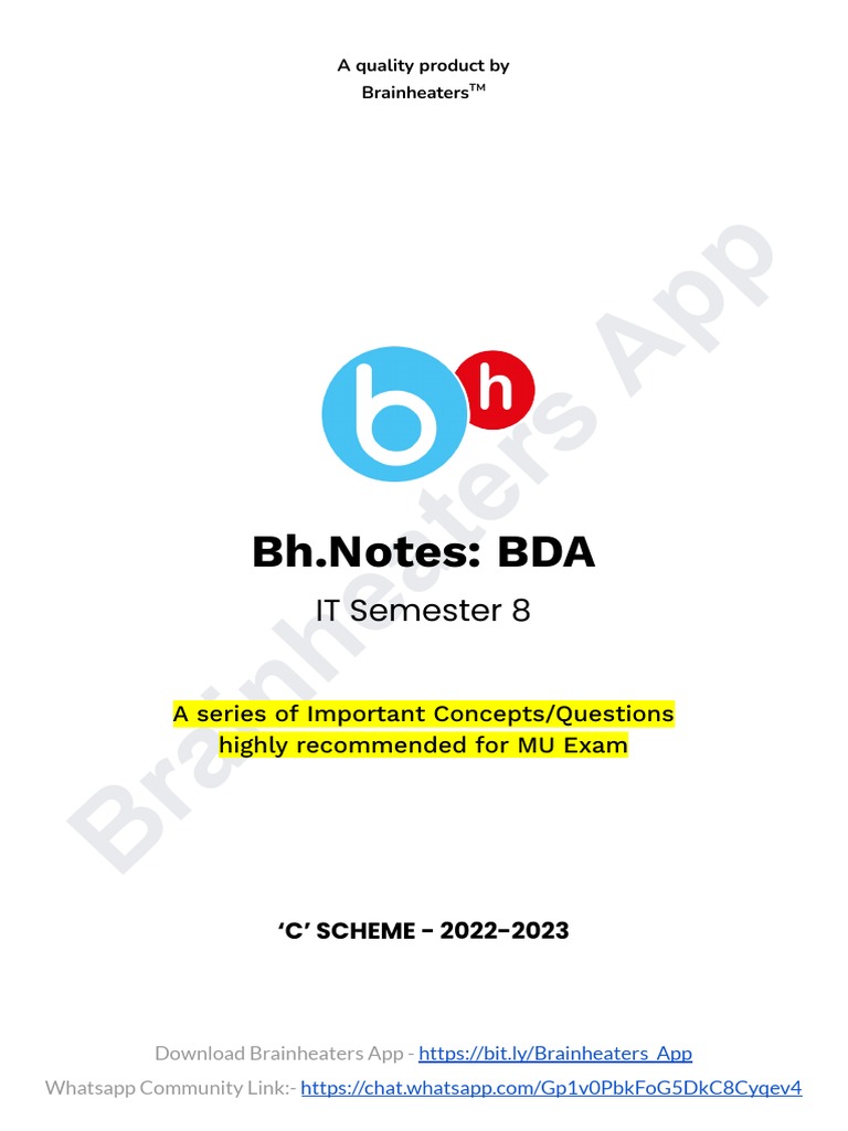 Bda Sem8 It BH Sample Notes | PDF | No Sql | Databases
