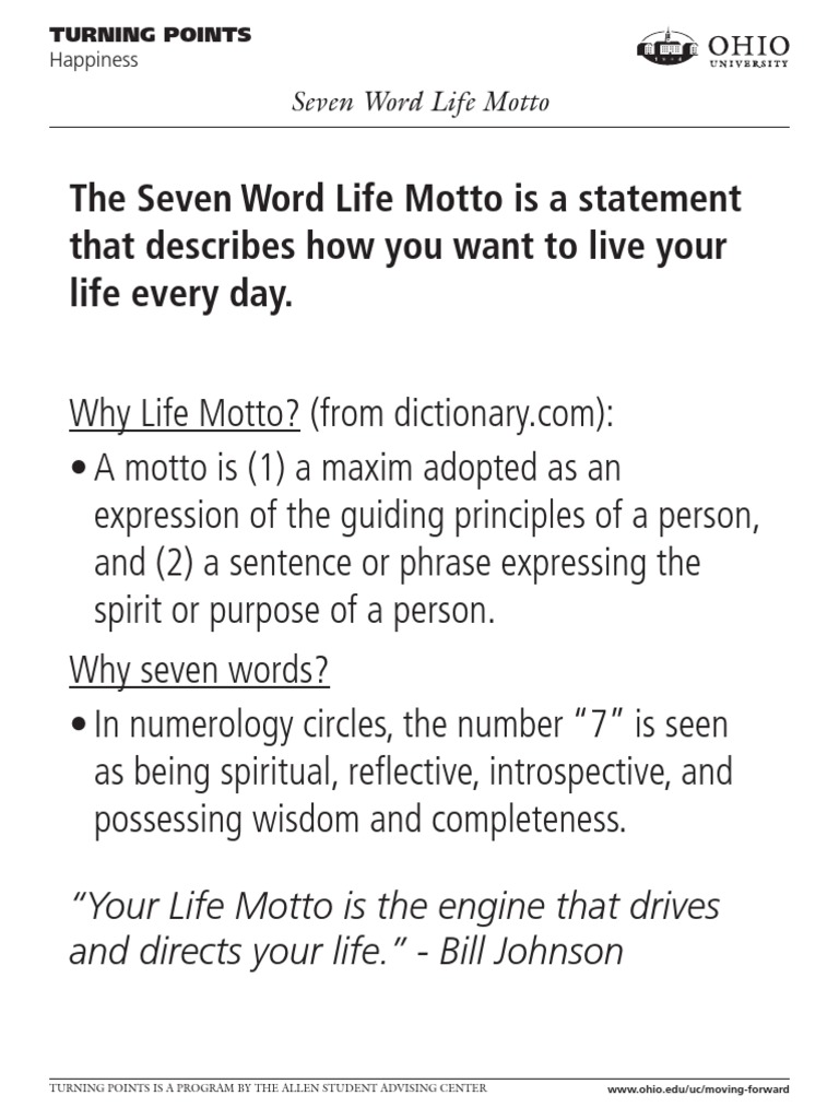 Seven Word Life Motto | PDF | Leadership | Courage