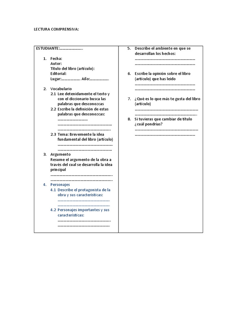 Guía de Lectura Comprensiva | PDF | Ficción general