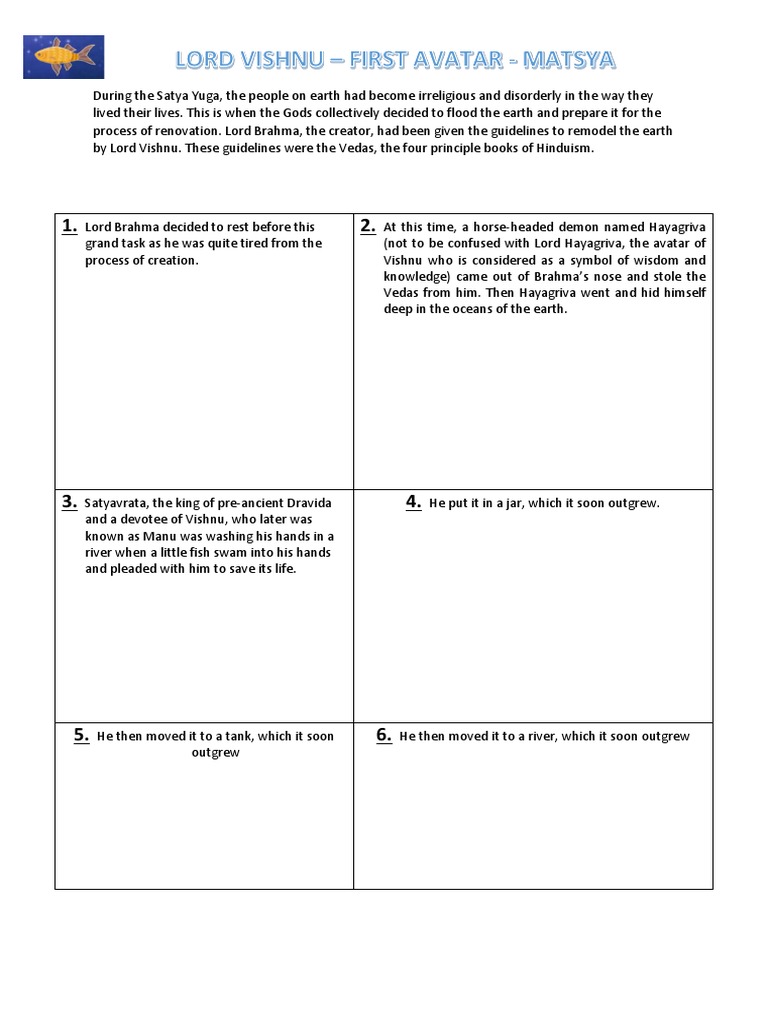 Matsaya Avatar Story Picture Activity | PDF