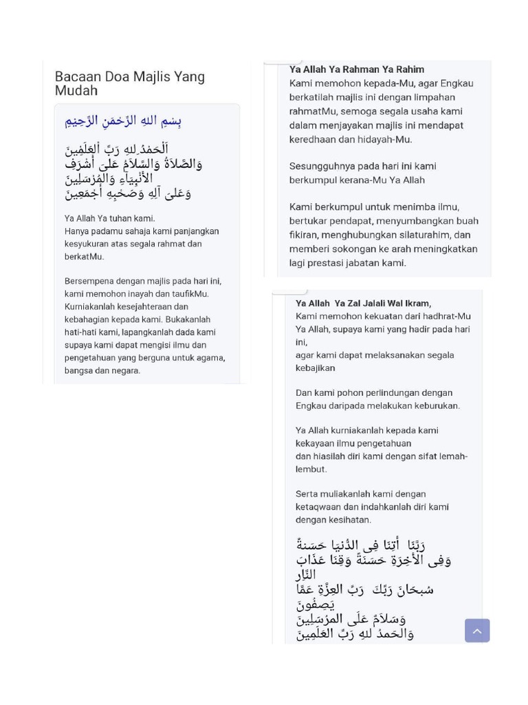 Bacaan Doa Pembukaan Majlis | PDF