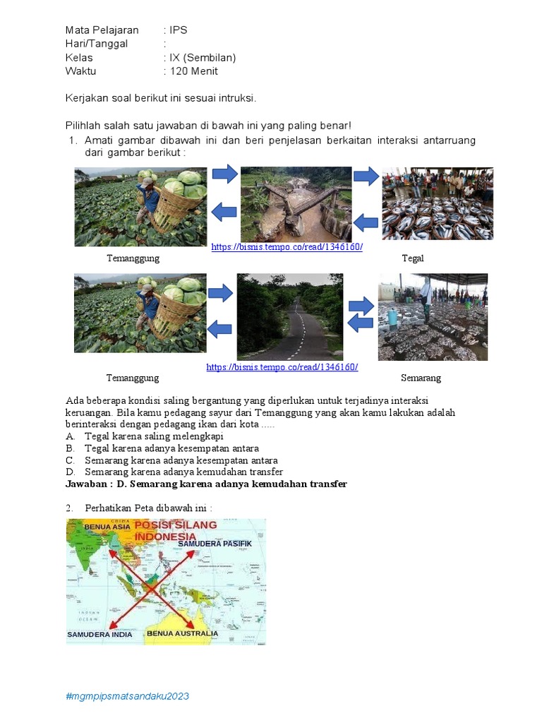 Contoh Soal Assesment Madrasah Mapel IPS 2023 | PDF