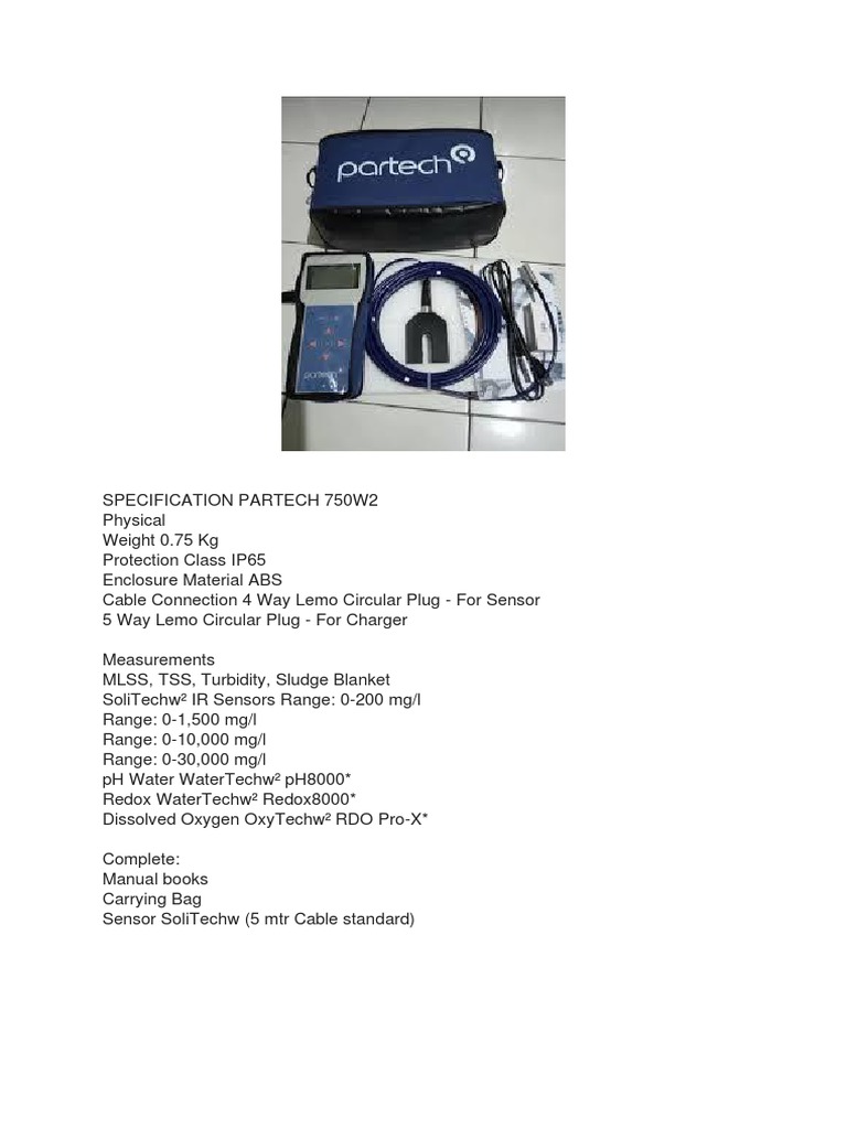 Specification Partech 750W2 | PDF