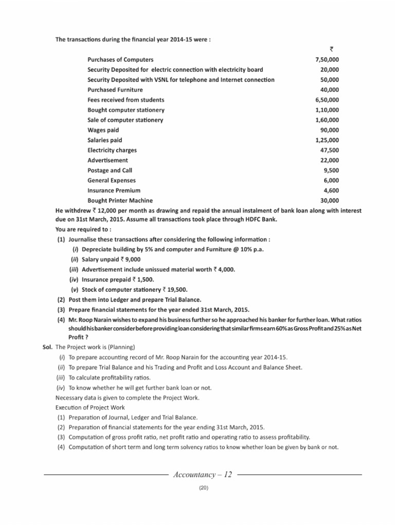 Project Work Accountancy 20 | PDF