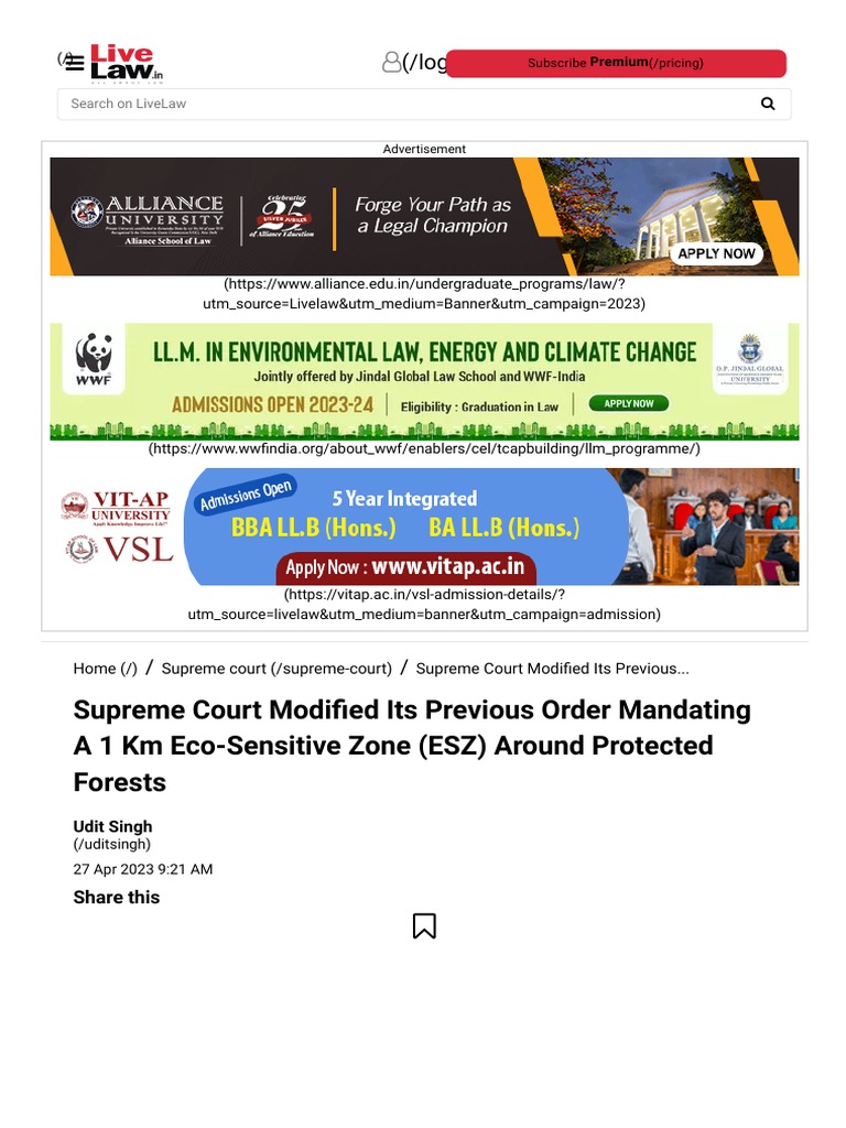 Eco Sensitive Zone | Download Free PDF | Supreme Court Of India ...