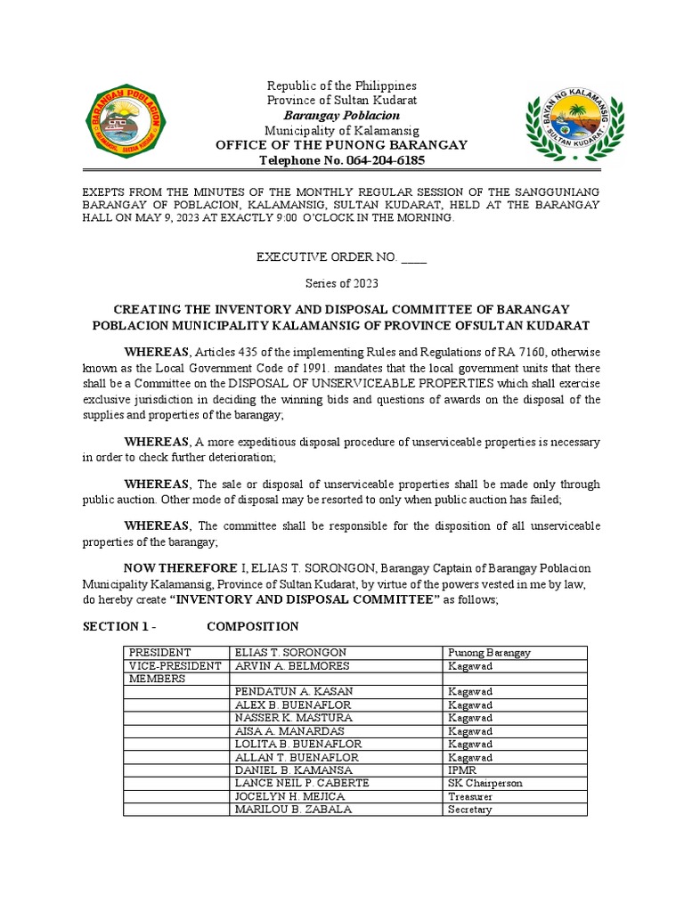 Inventory Committee Order | PDF | Governance | Justice