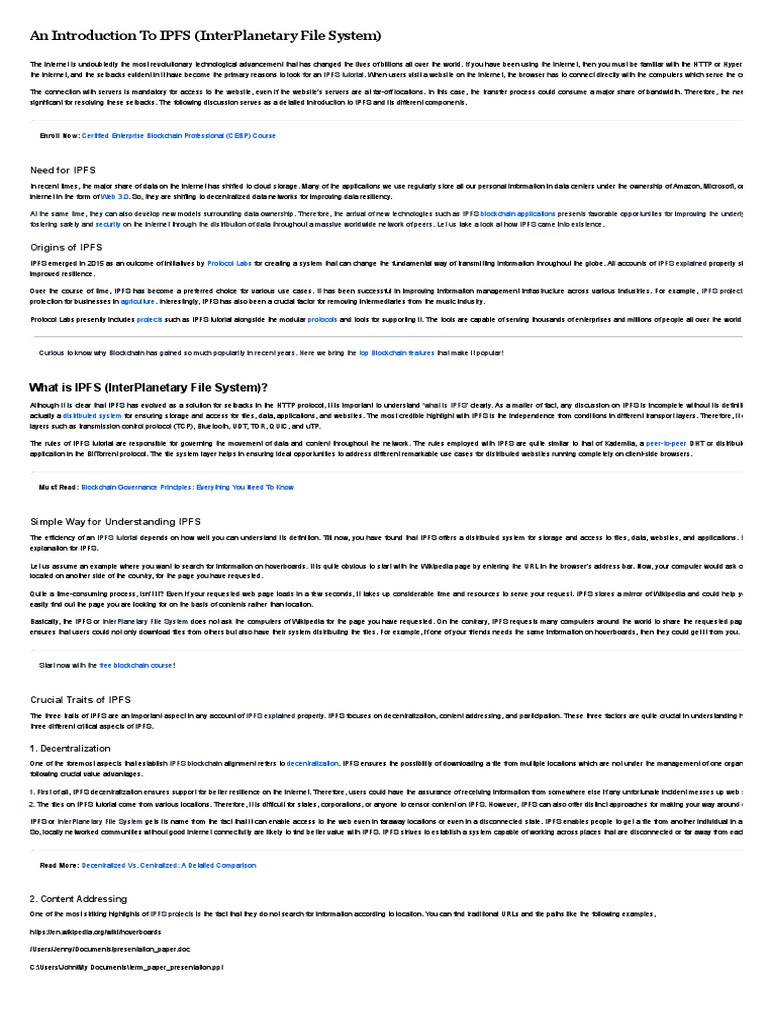 Ipfs Tutorial A Detailed Introduction 101 Blockchains Pdf Internet World Wide Web 