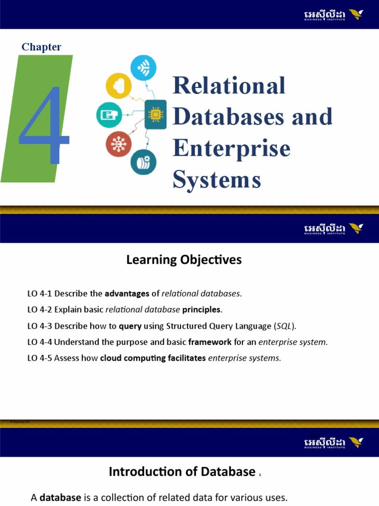 Chapter 4 Relational Databases and Enterprise Systems | PDF | Relational Model | Relational Database