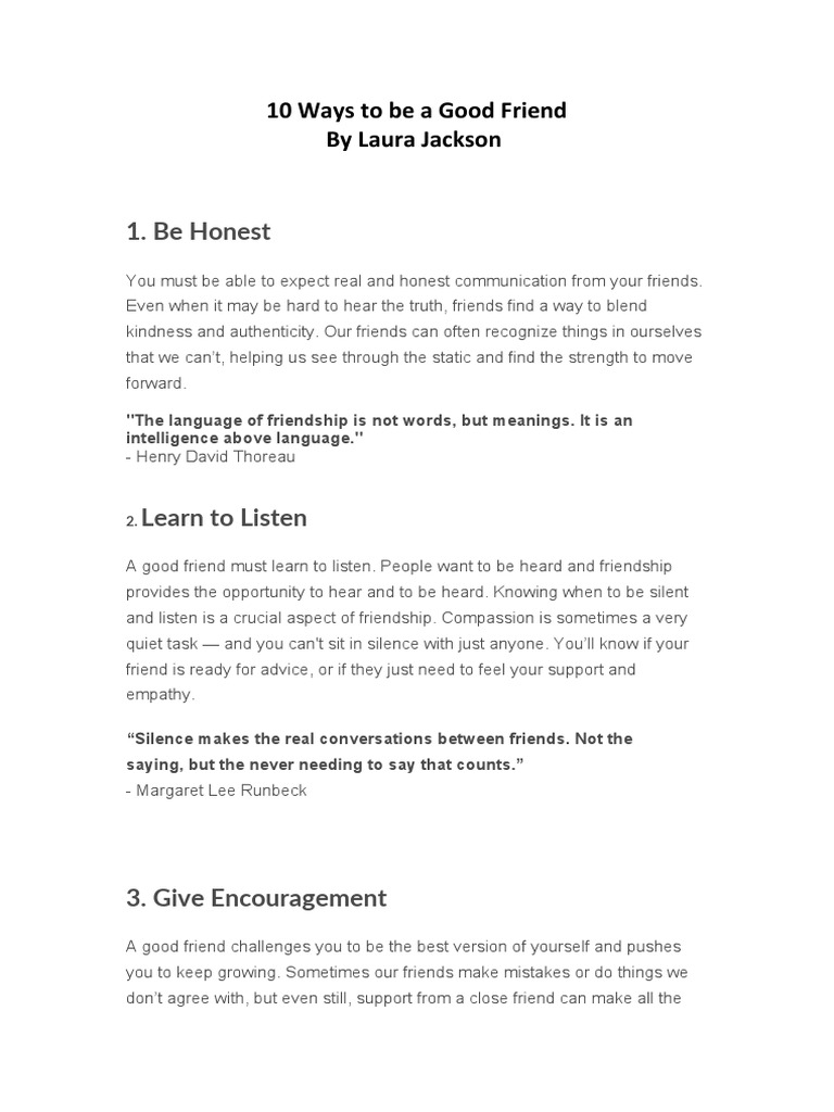 10 Ways To Be A Good Friend | PDF