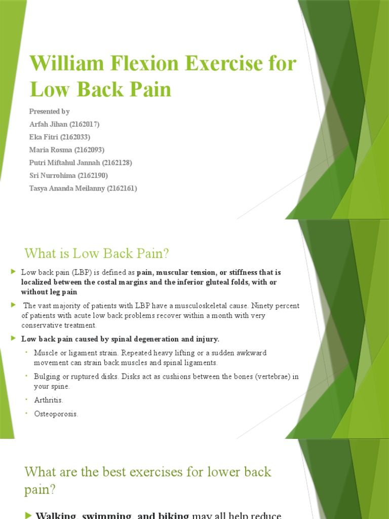William Flexion Exercise For Low Back Pain | PDF | Human Leg | Low Back Pain