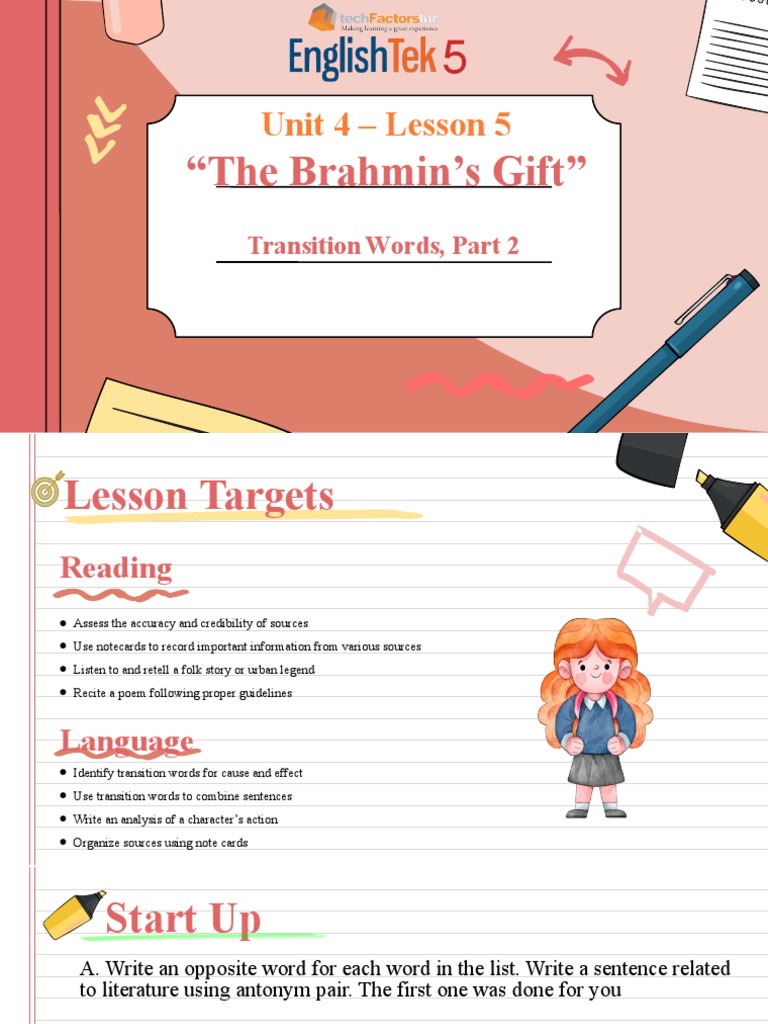 EnglishTek 5 - Unit 4 - Week 5 - Lesson 5 | PDF