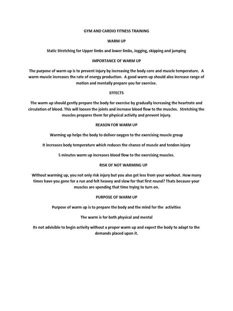 Gym Training Session-1 | PDF | Sports Science | Physiology