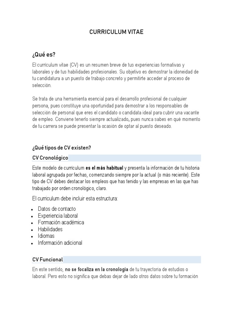 CURRICULUM VITAE Uwu | PDF | Plan de estudios