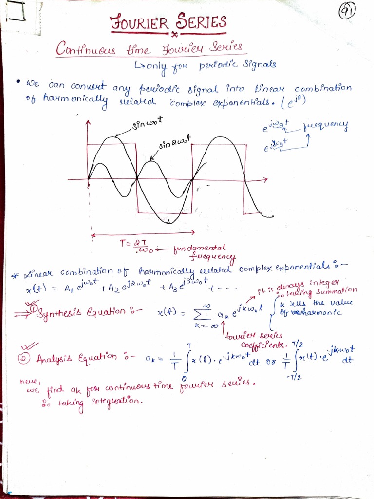 Complete Notes On Fourier Series And Fourier Transform Pdf