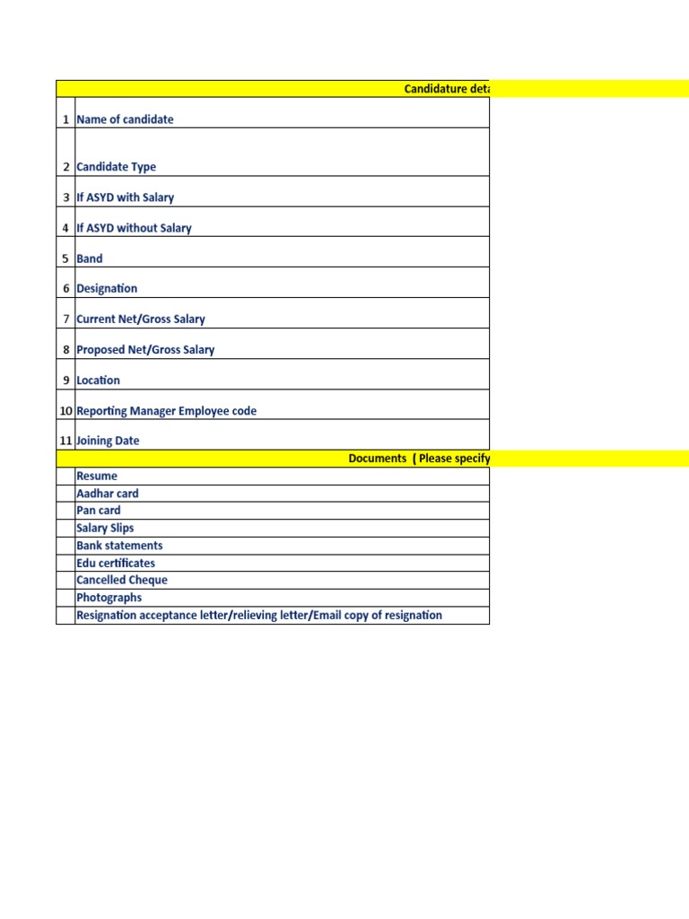 Candidate's details -OL request and MRF | PDF
