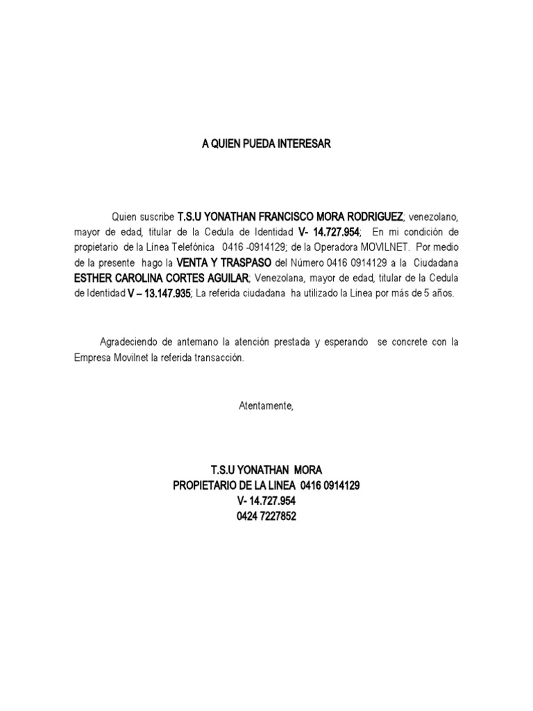 A Quien Pueda Interesar | PDF