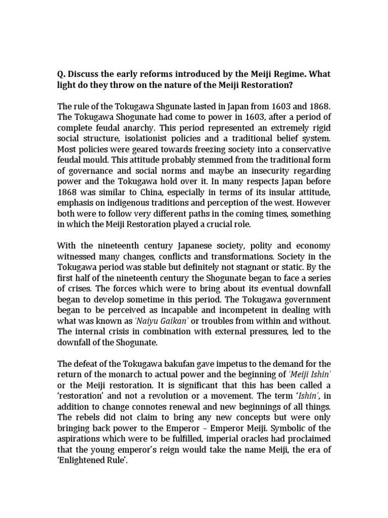 The Meiji Restoration | PDF | Finance & Money Management | Politics