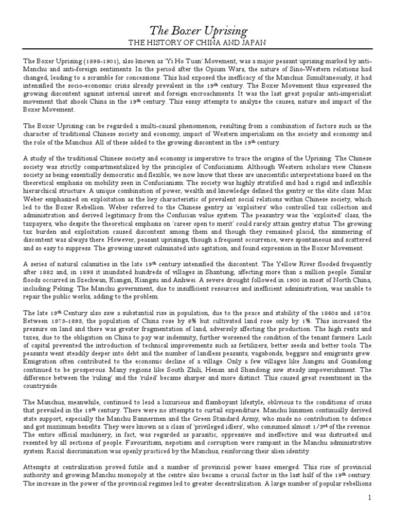 The Boxer Uprising | PDF | Qing Dynasty | China