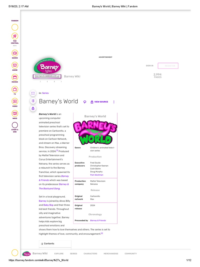 Barney's World - Barney Wiki - Fandom | PDF