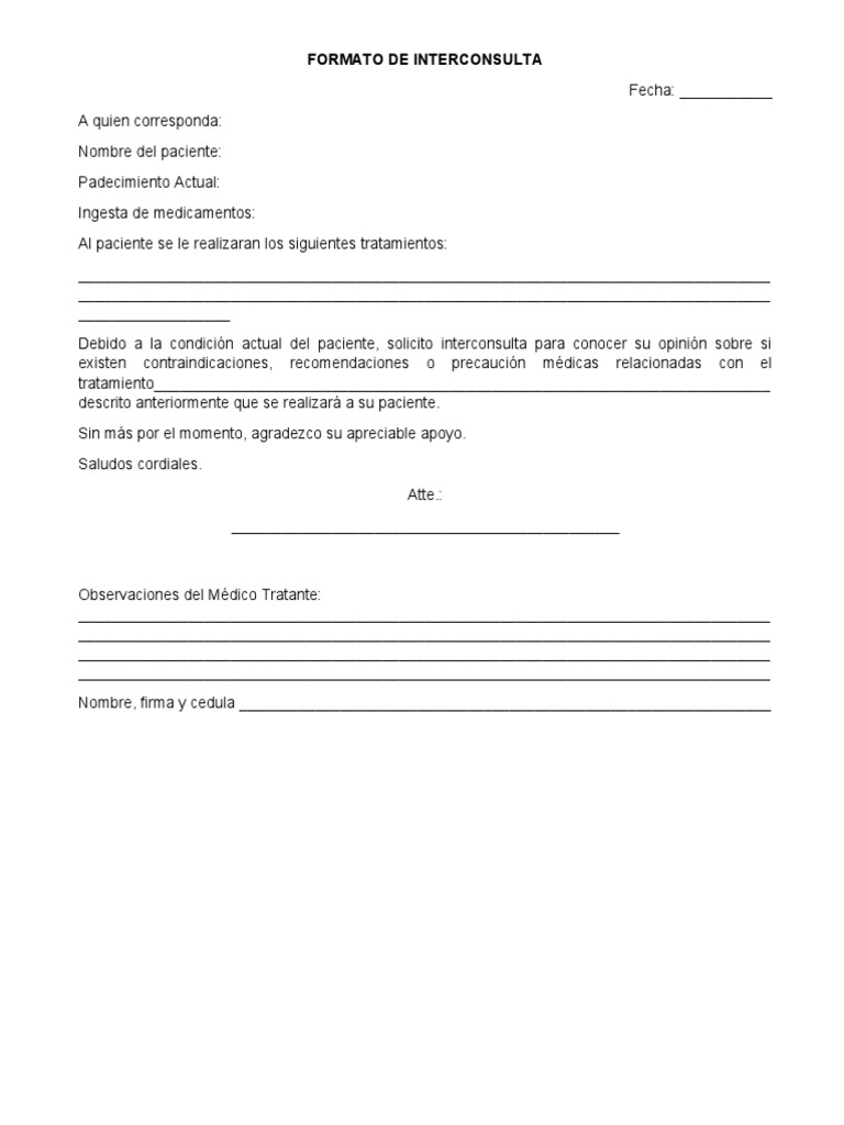Formato de Interconsulta | PDF