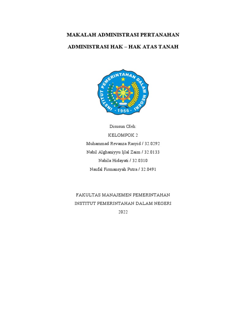 Makalah Administrasi Pertanahan | PDF