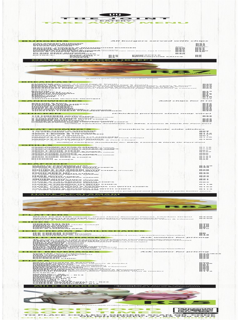 The Joint Eatery Takeaway Menu | PDF | Hamburgers | Foods