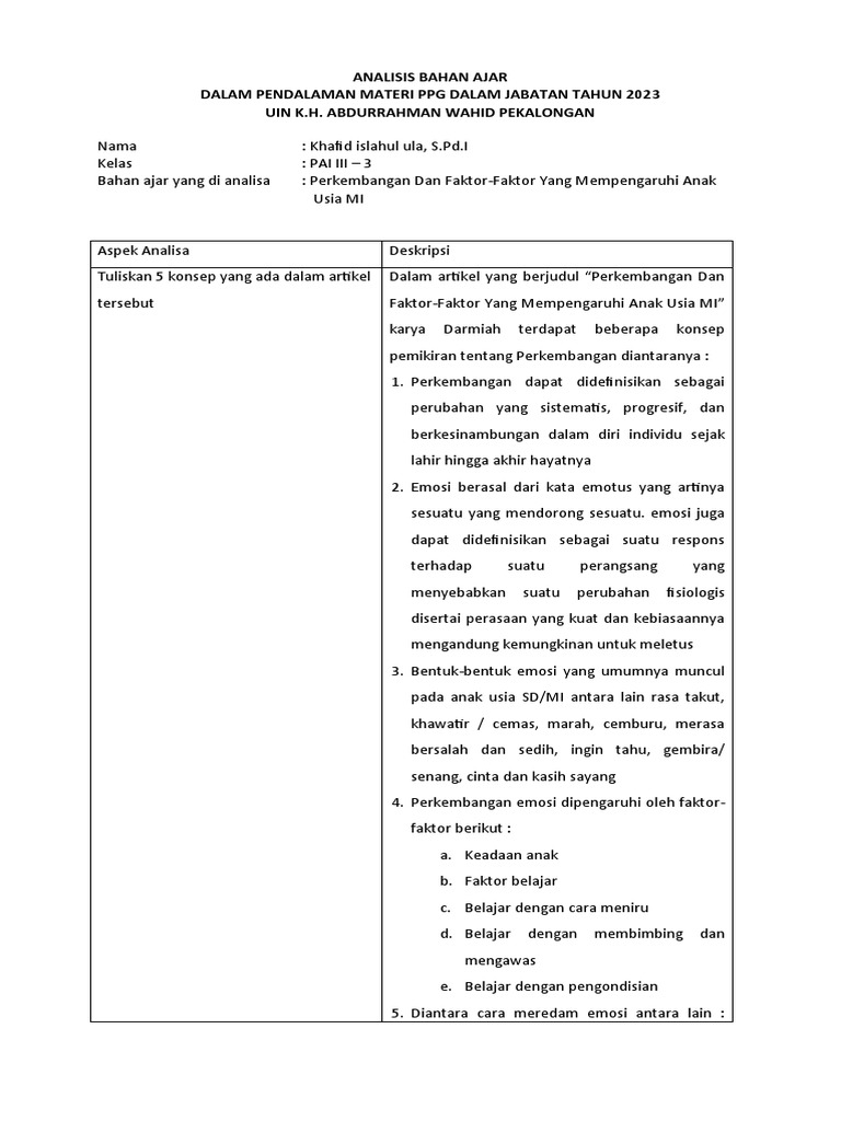 Analisa Bahan Ajar KB 3 | PDF