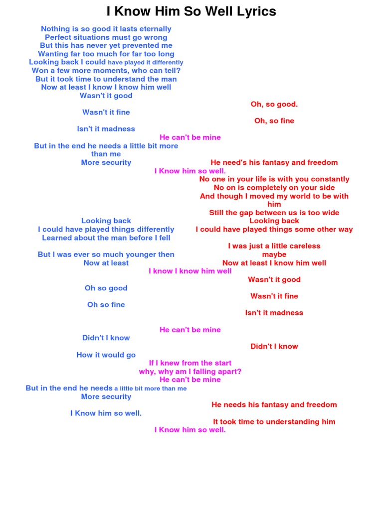 I Know Him So Well - Duet | PDF