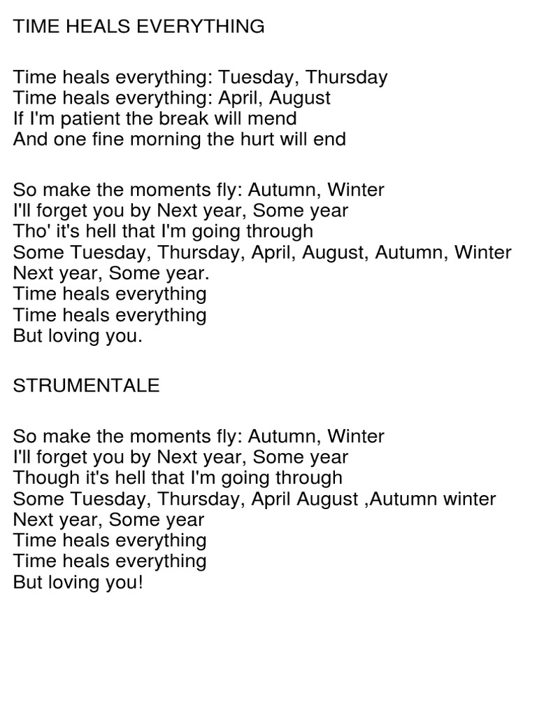 Time Heals Everything - Lyrics | PDF