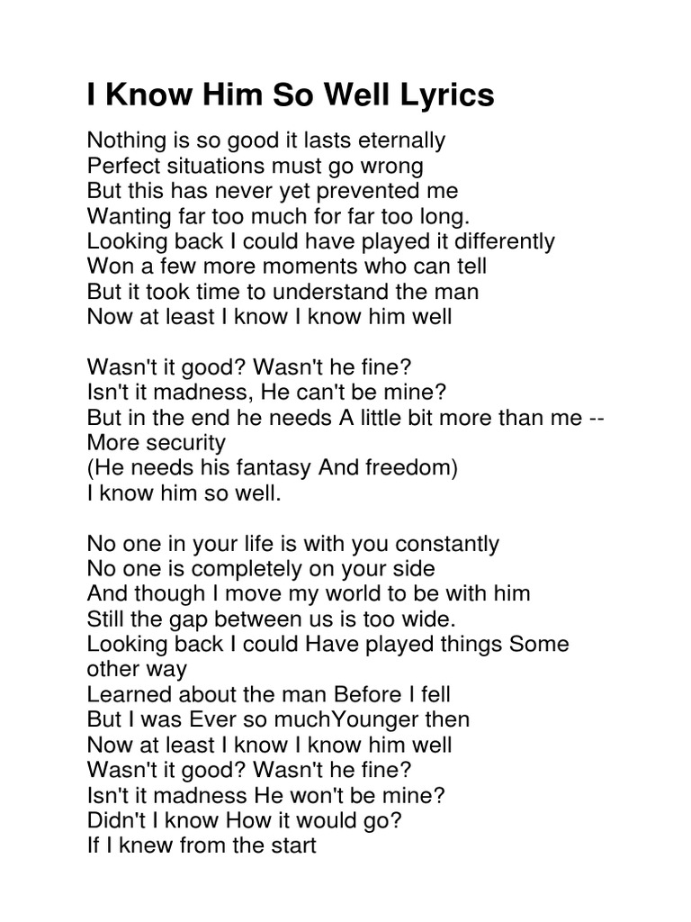 044 I Know Him So Well Lyrics | PDF