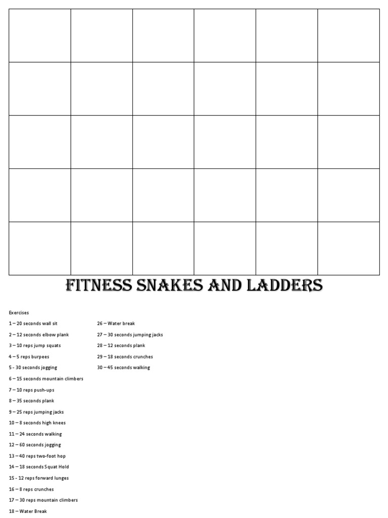 Exercises Snakes and Ladders | PDF | Management Of Obesity | Hobbies