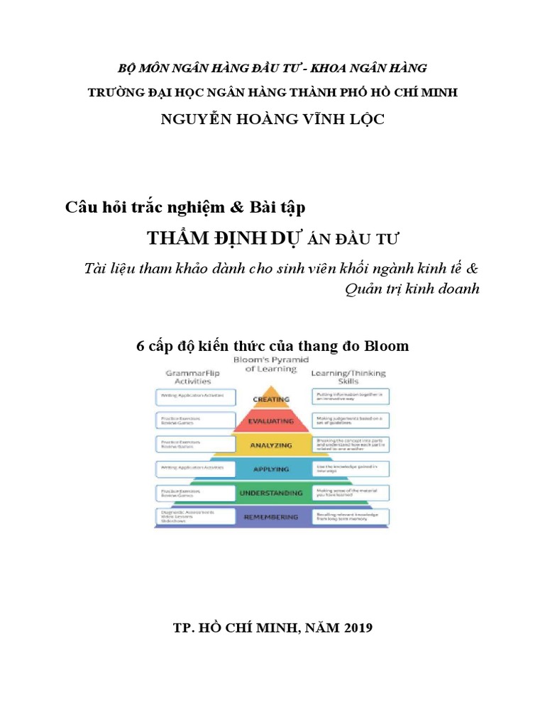 (123doc) Cau Hoi Trac Nghiem Bai Tap Tham Dinh Du An Dau Tu Tai Lieu Tham Khao Danh Cho Sinh ...