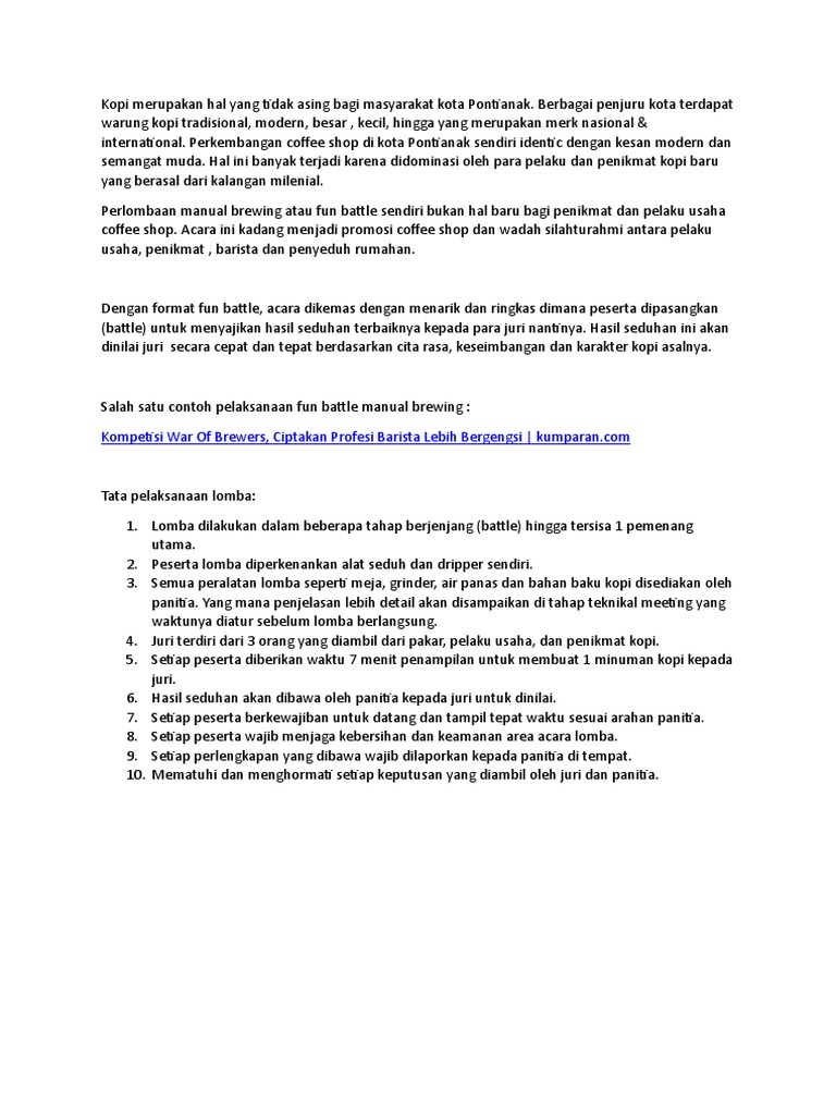 Lomba Fun Battle Manual Brewing | PDF