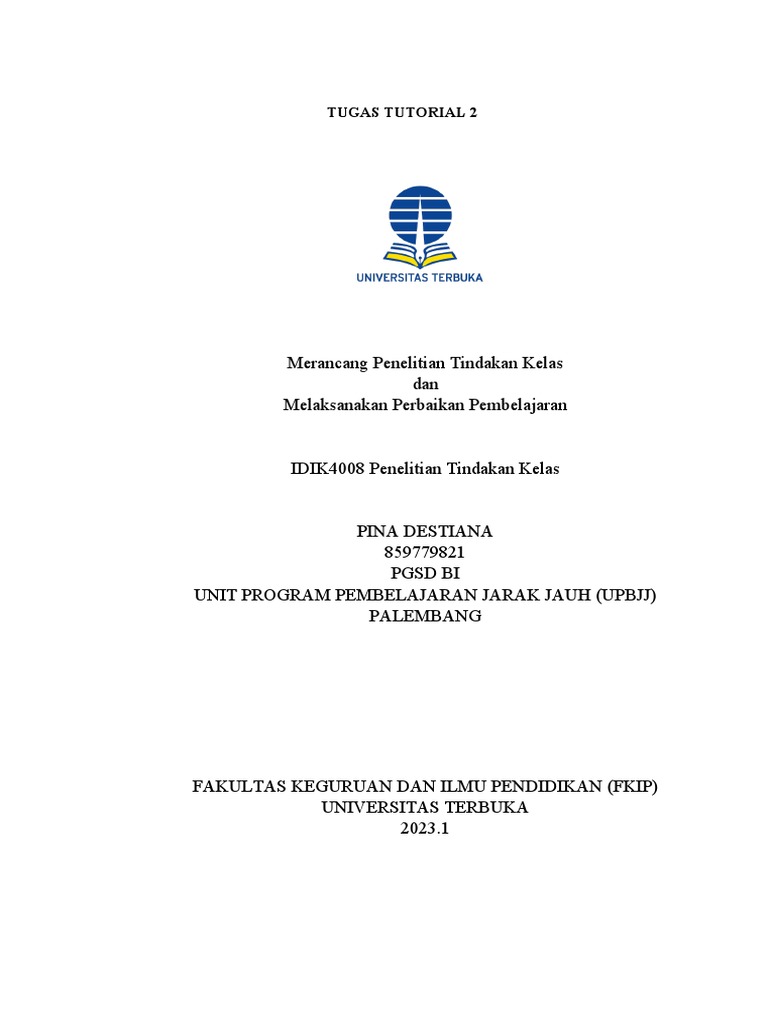 Tugas Tutorial 2 Penelitian Tindakan Kelas | PDF
