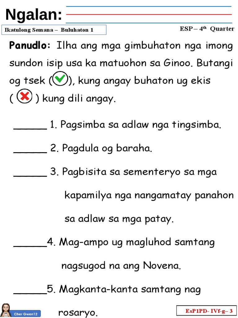 ESP Worksheets Q4-W3 | PDF