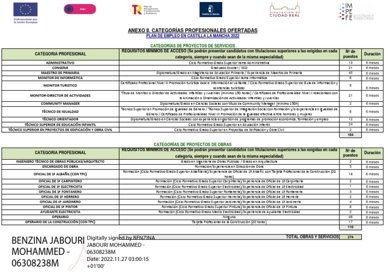 Anexo II CATEGORIAS PROFESIONALES - Firmado | PDF